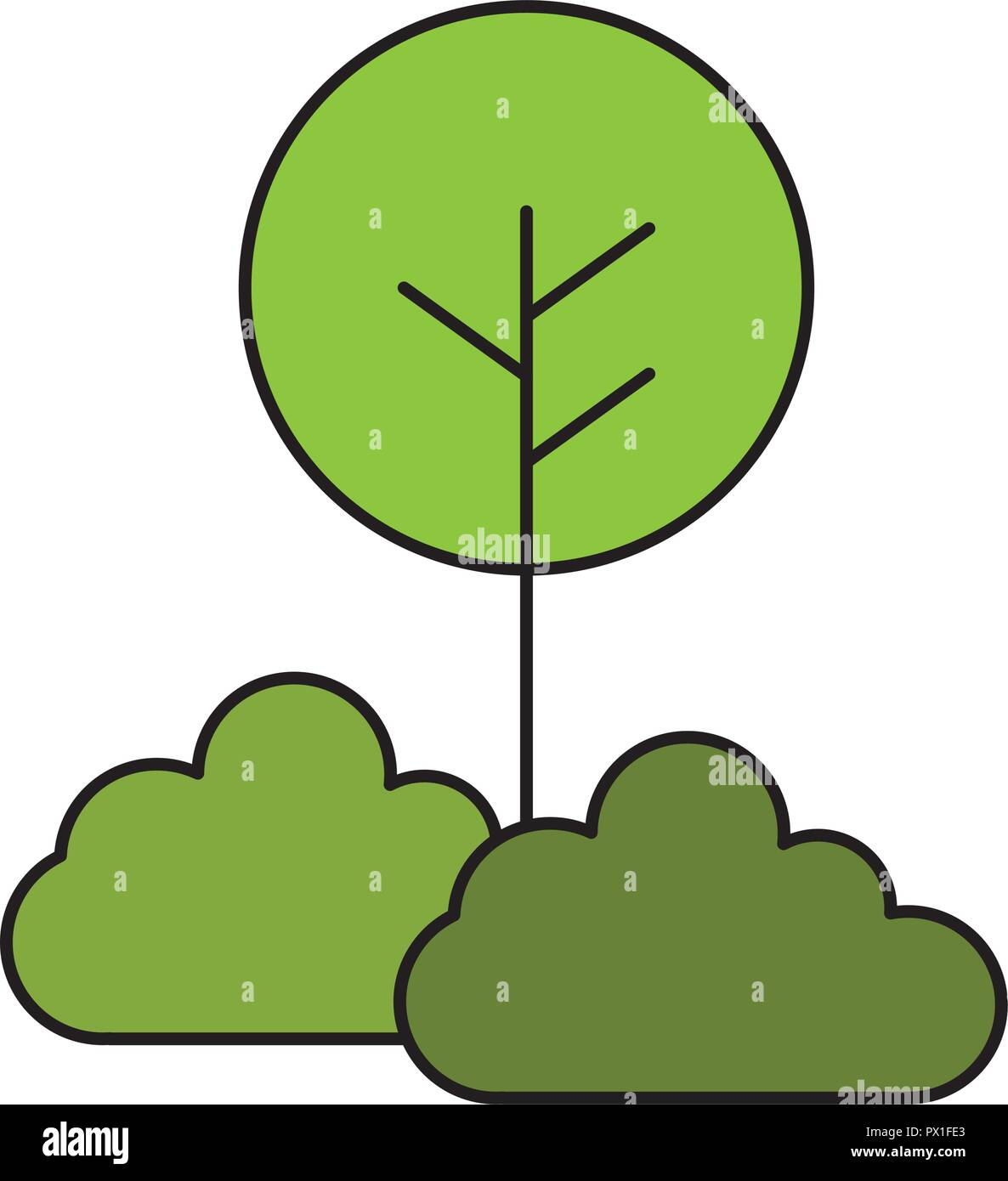green round tree bushes on white background vector illustration Stock ...