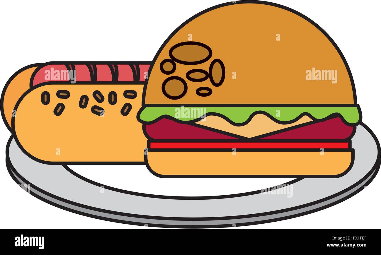 Hamburgers And Hotdogs On The Grill Clipart