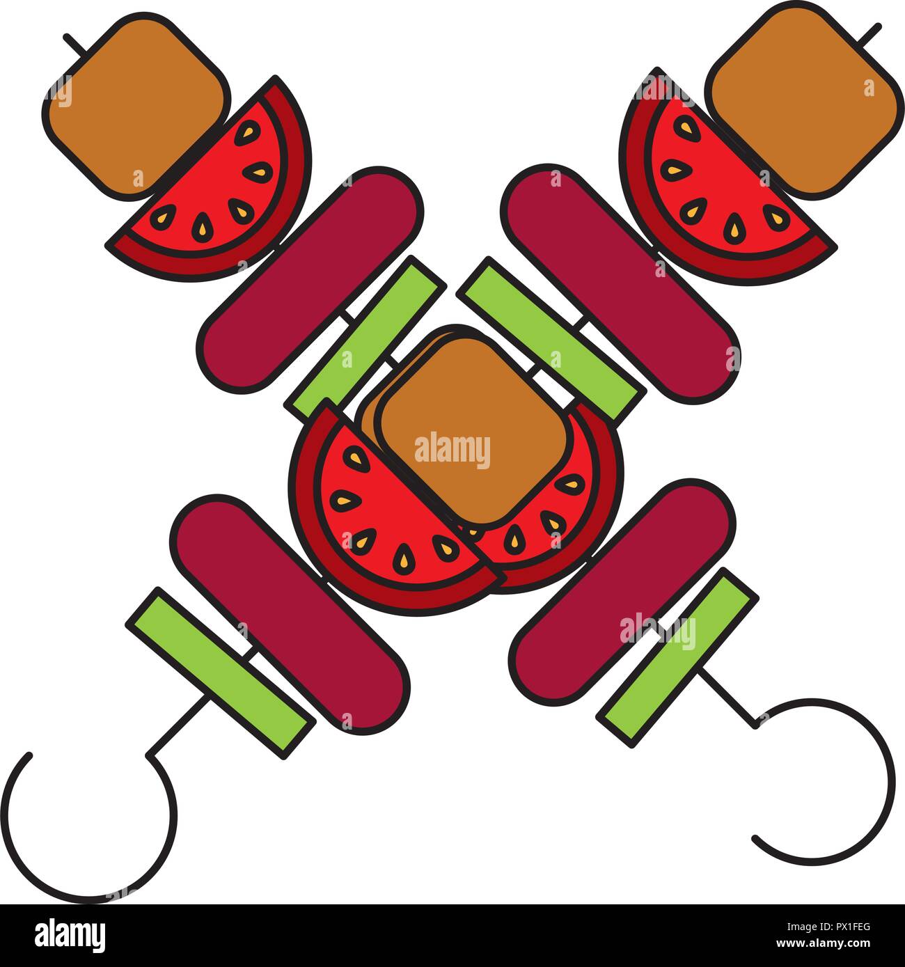 Meat kabab Stock Vector Images - Alamy