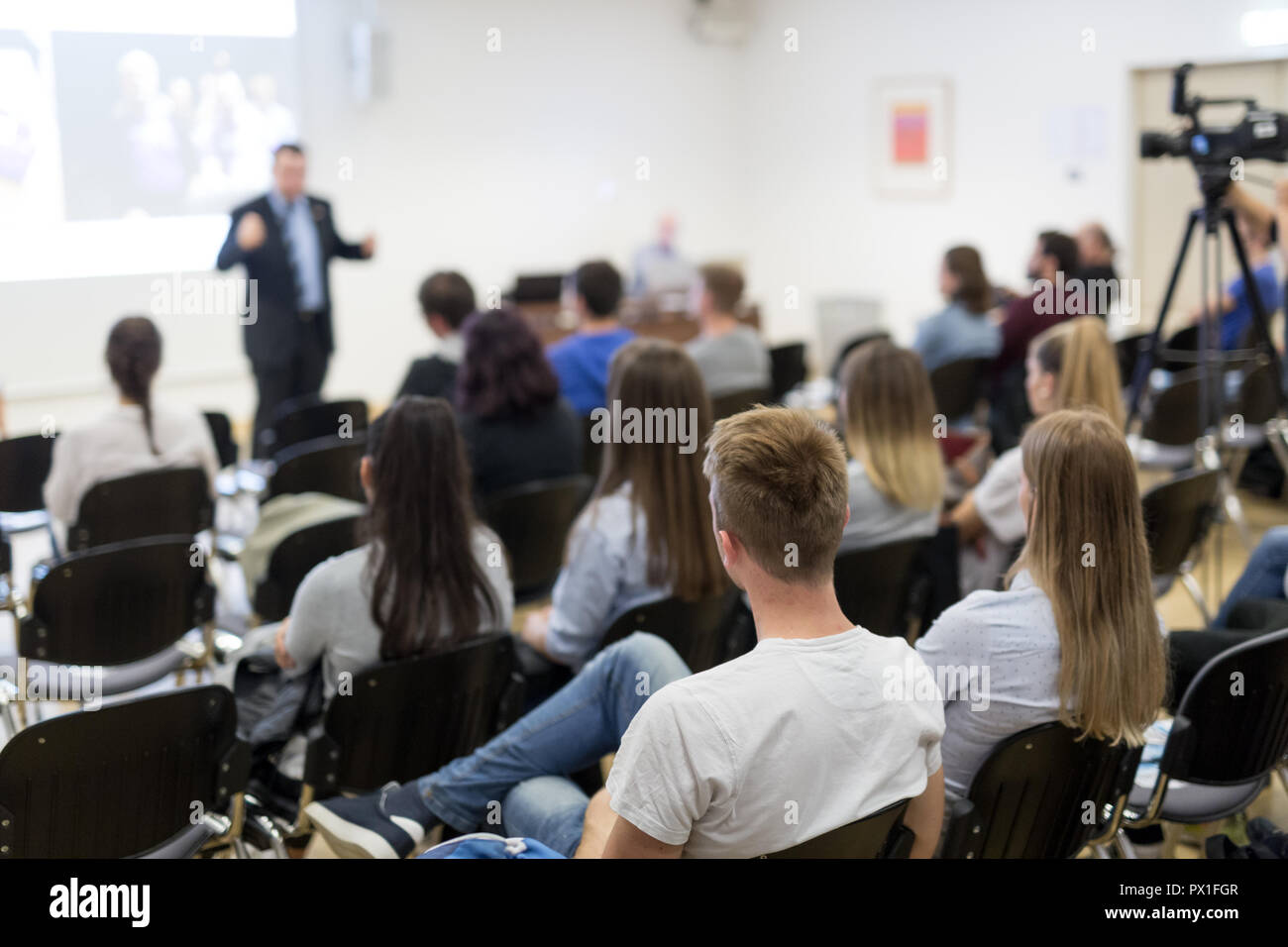 Professor lecturing in lecture hall at university Stock Photo - Alamy