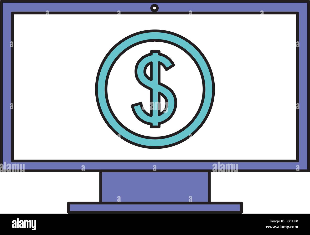computer business coin money on white background vector illustration ...