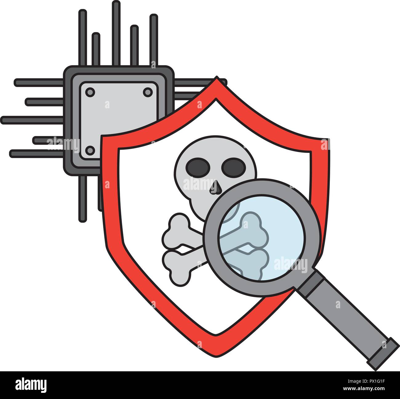 shield protection magnifying glass cyber security data vector ...