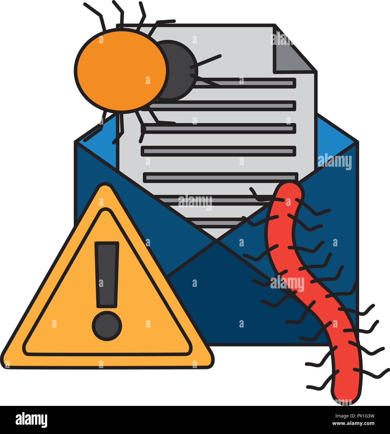 email infected warning spam cyber security data vector illustration ...