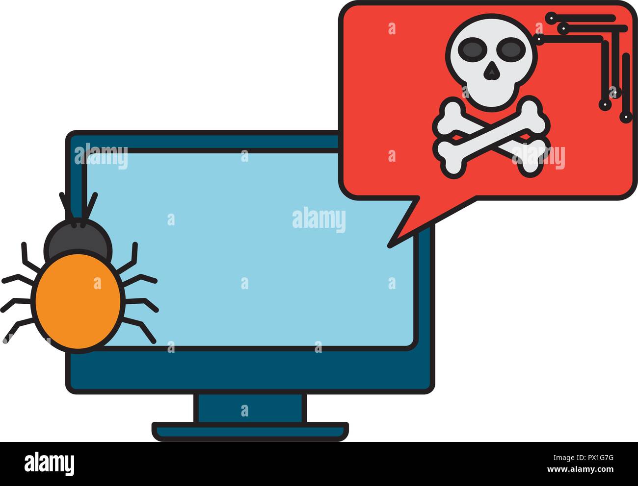 computer virus danger cyber security data vector illustration Stock ...