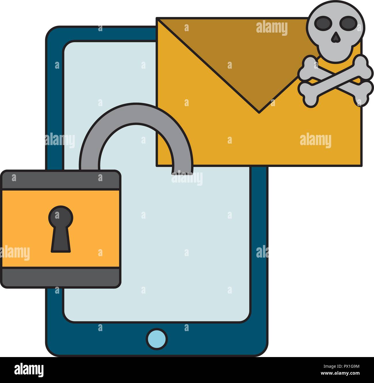 mobile email unlock cyber security data vector illustration Stock ...