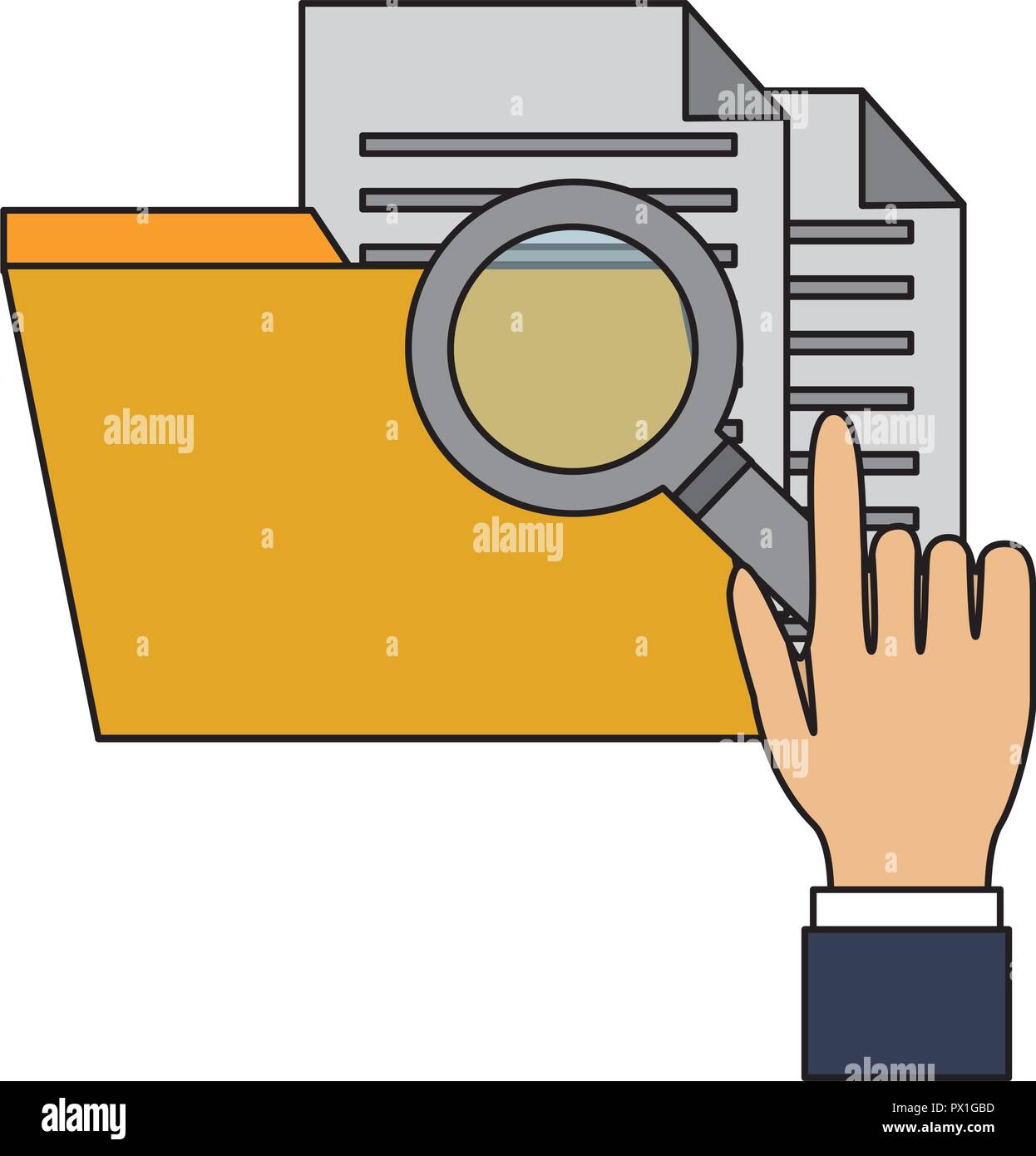Hand magnifying glass security Stock Vector Images - Alamy