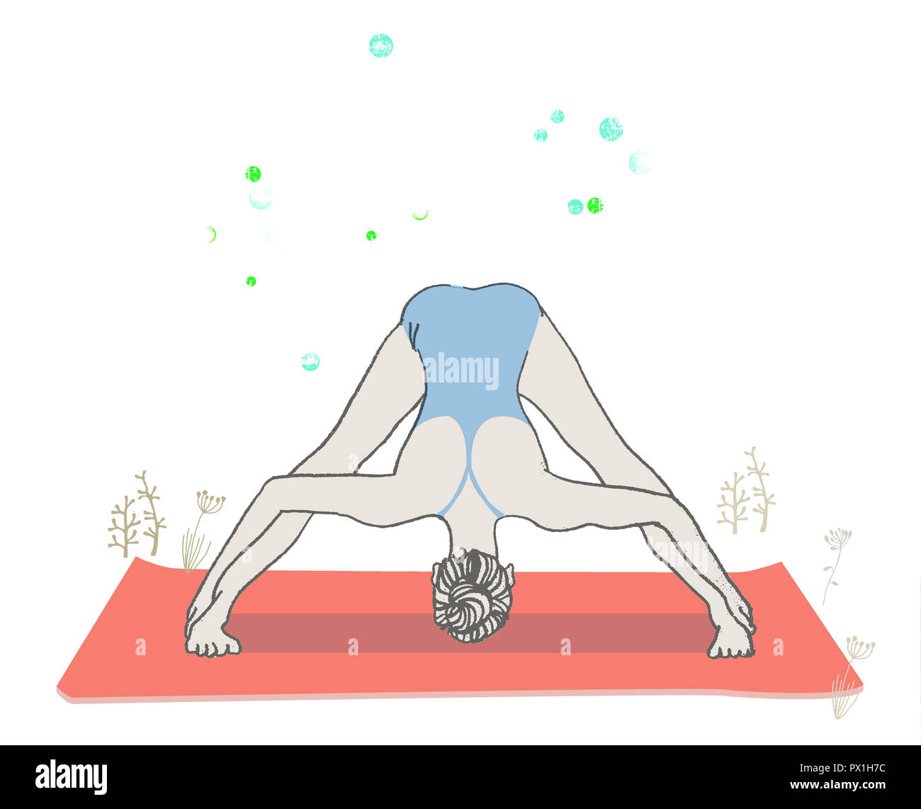 Vector Illustration Meditating Yoga Woman High Resolution Stock ...