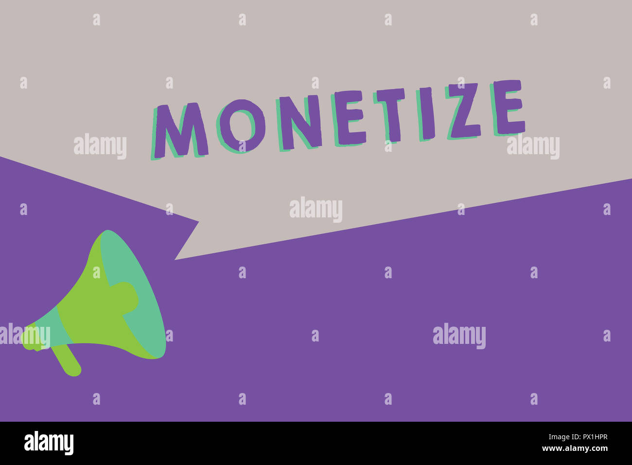 Text sign showing Monetize. Conceptual photo convert into or express in ...