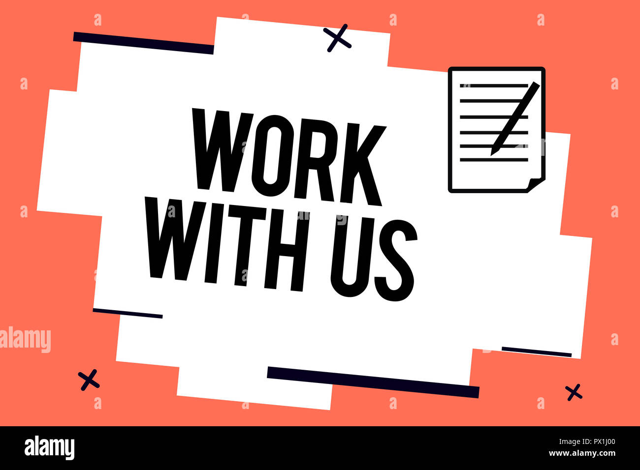 Handwriting text writing Work With Us. Concept meaning Invitation to ...