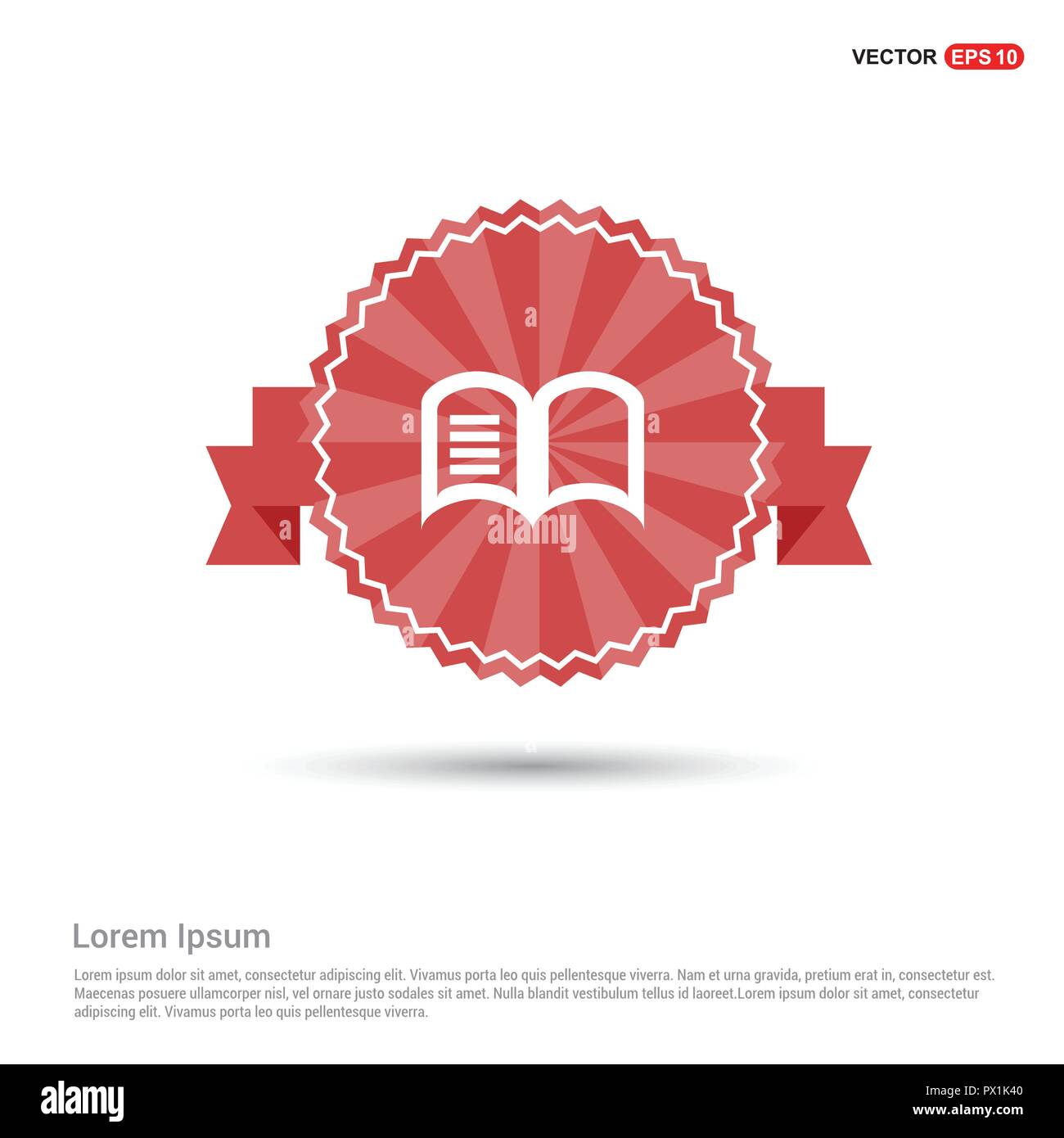 Open Book Icon - Red Ribbon banner Stock Vector Image & Art - Alamy
