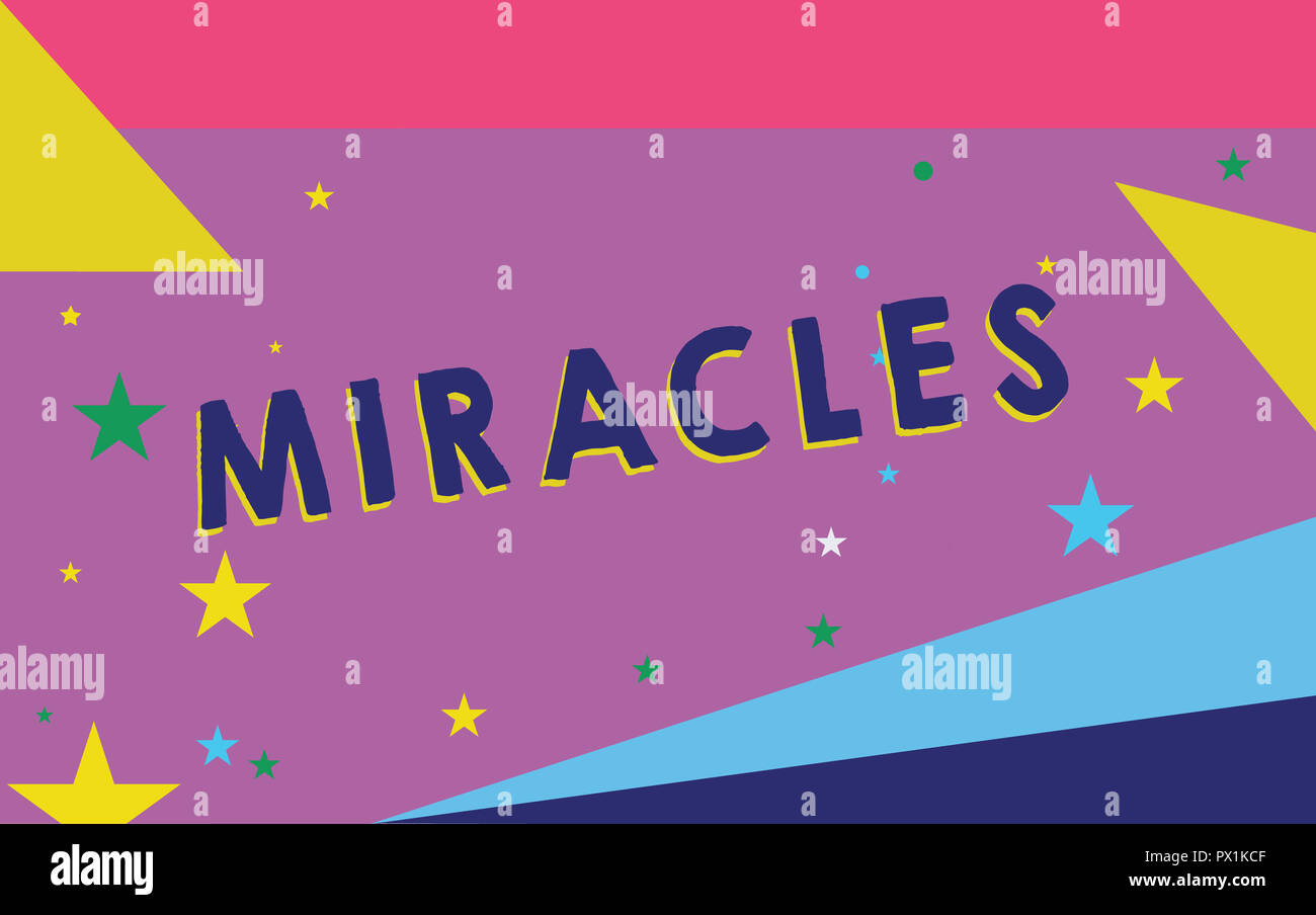 Text sign showing Miracles. Conceptual photo extraordinary and welcome ...
