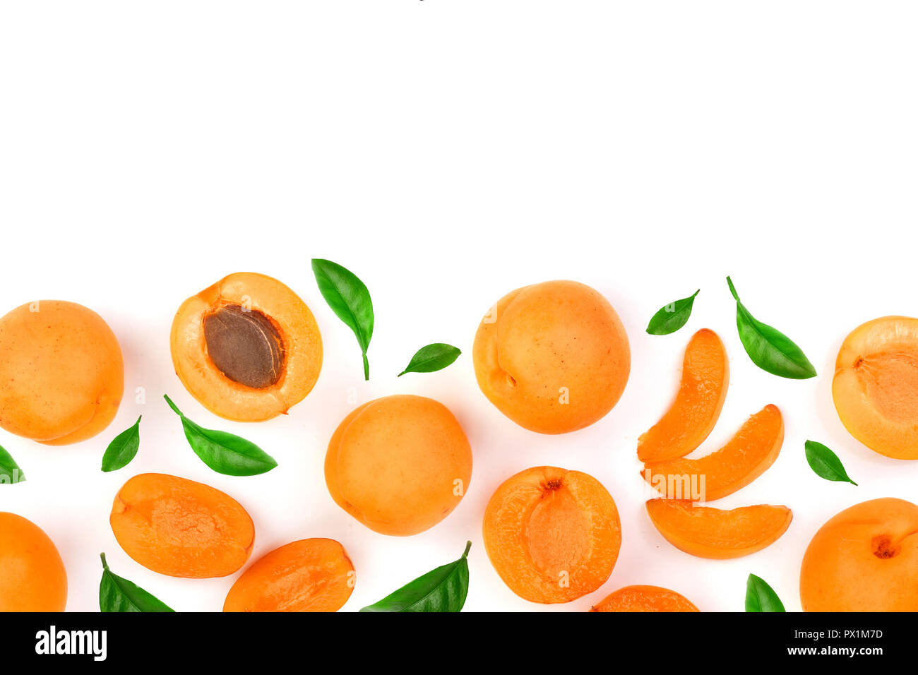 Apricot fruits isolated on white background with copy space for your ...