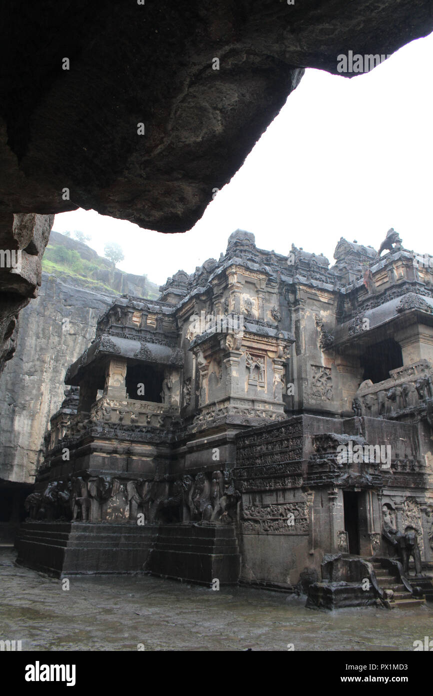 The wonder of Kailasa of Ellora caves, the rock-cut monolithic temple ...