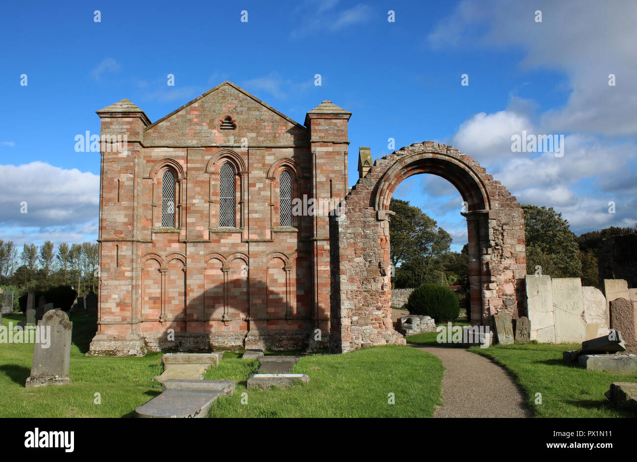 Remains of transept arch and parish church at Coldingham Priory ...