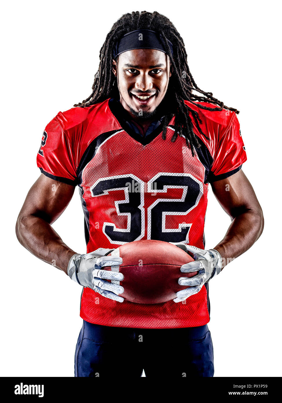 one american football player man isolated on white background Stock ...