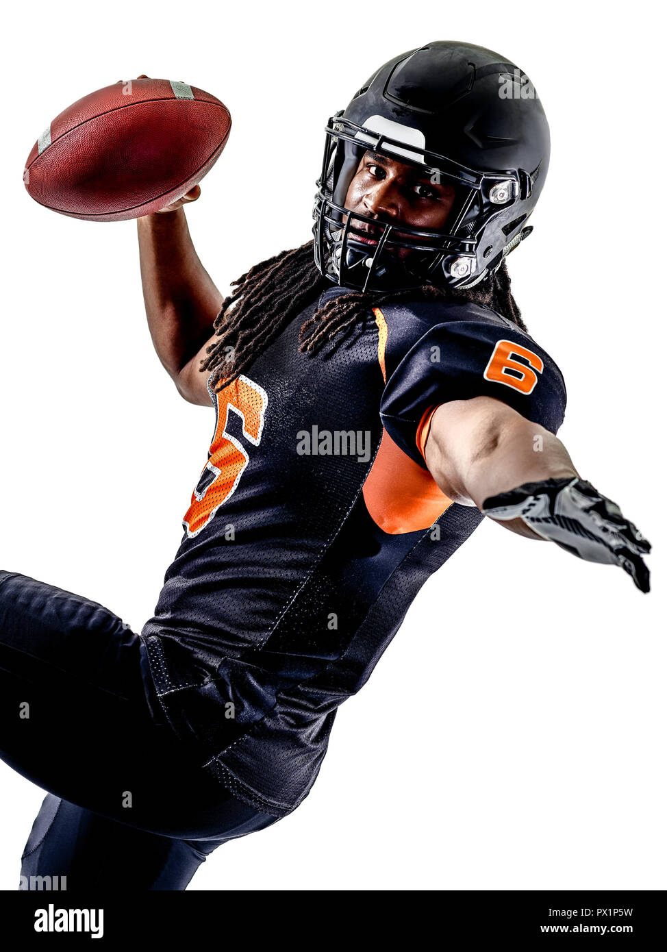 one american football player man isolated on white background Stock ...