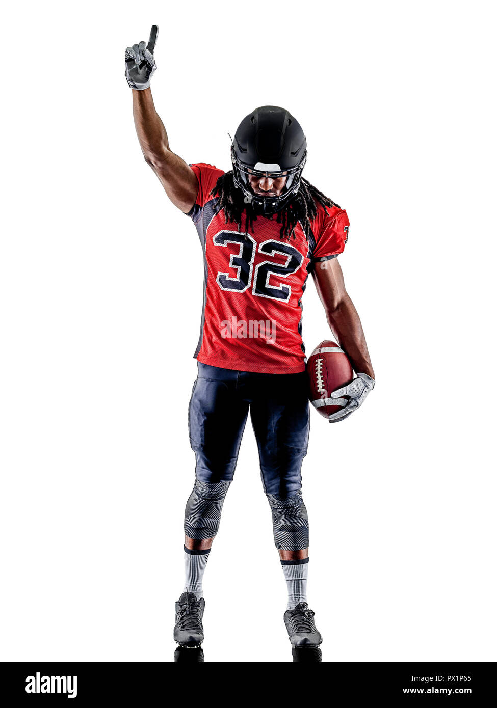 one american football player man isolated on white background Stock ...