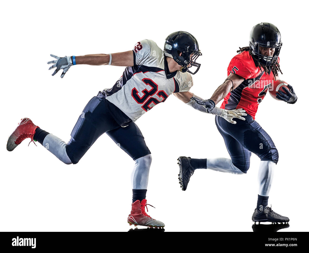 two one american football player man isolated on white background Stock ...