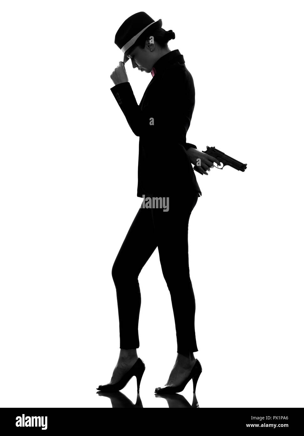 Woman gun silhouette Cut Out Stock Images & Pictures - Alamy