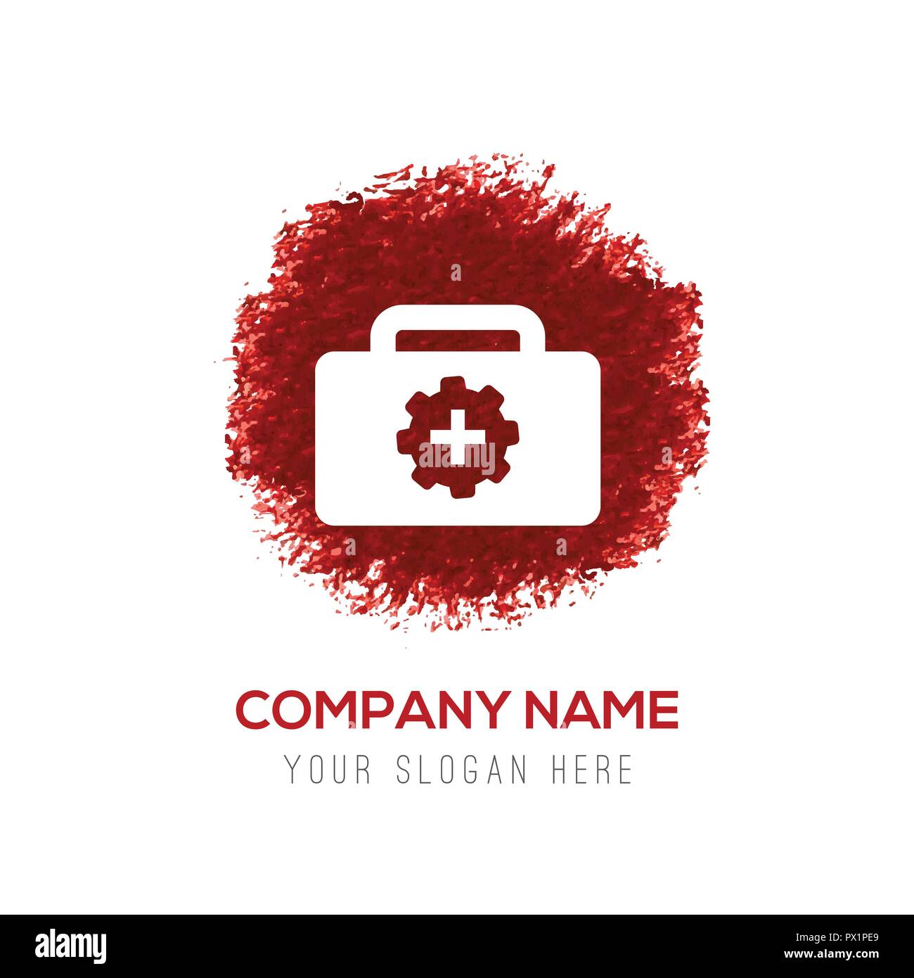 First aid kit icon - Red WaterColor Circle Splash Stock Vector Image ...