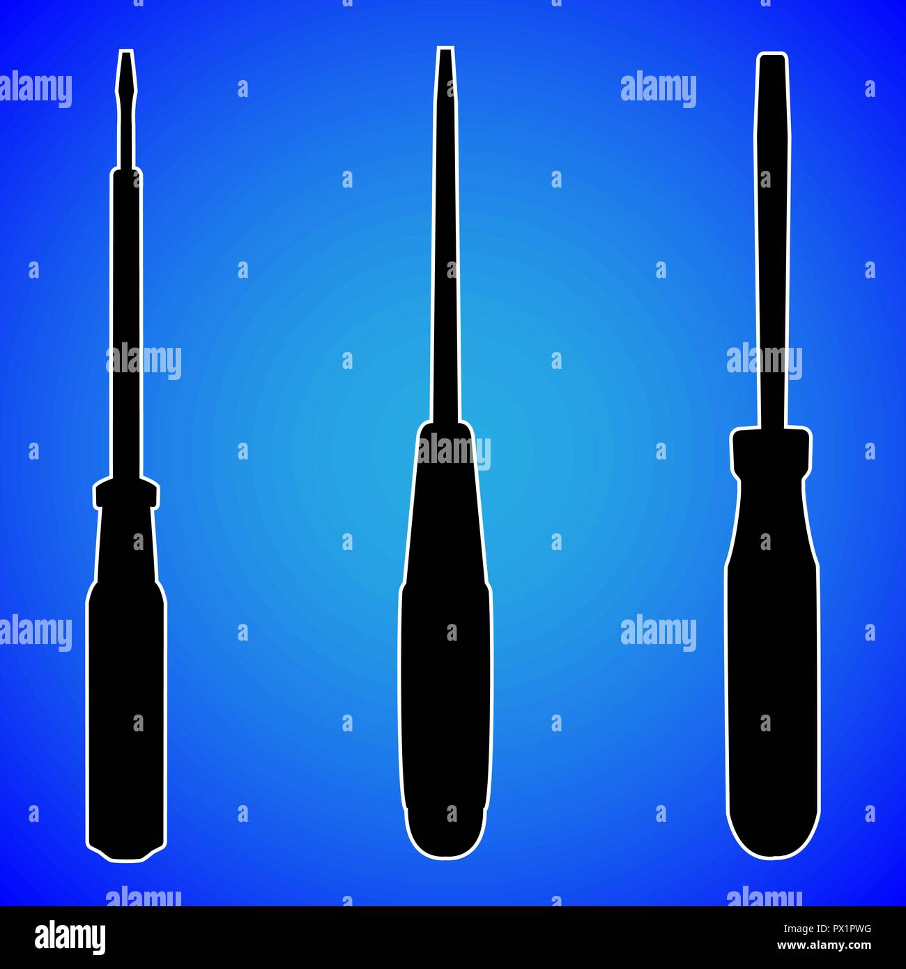 screwdriver silhouette isolated on blue background vector illustration ...