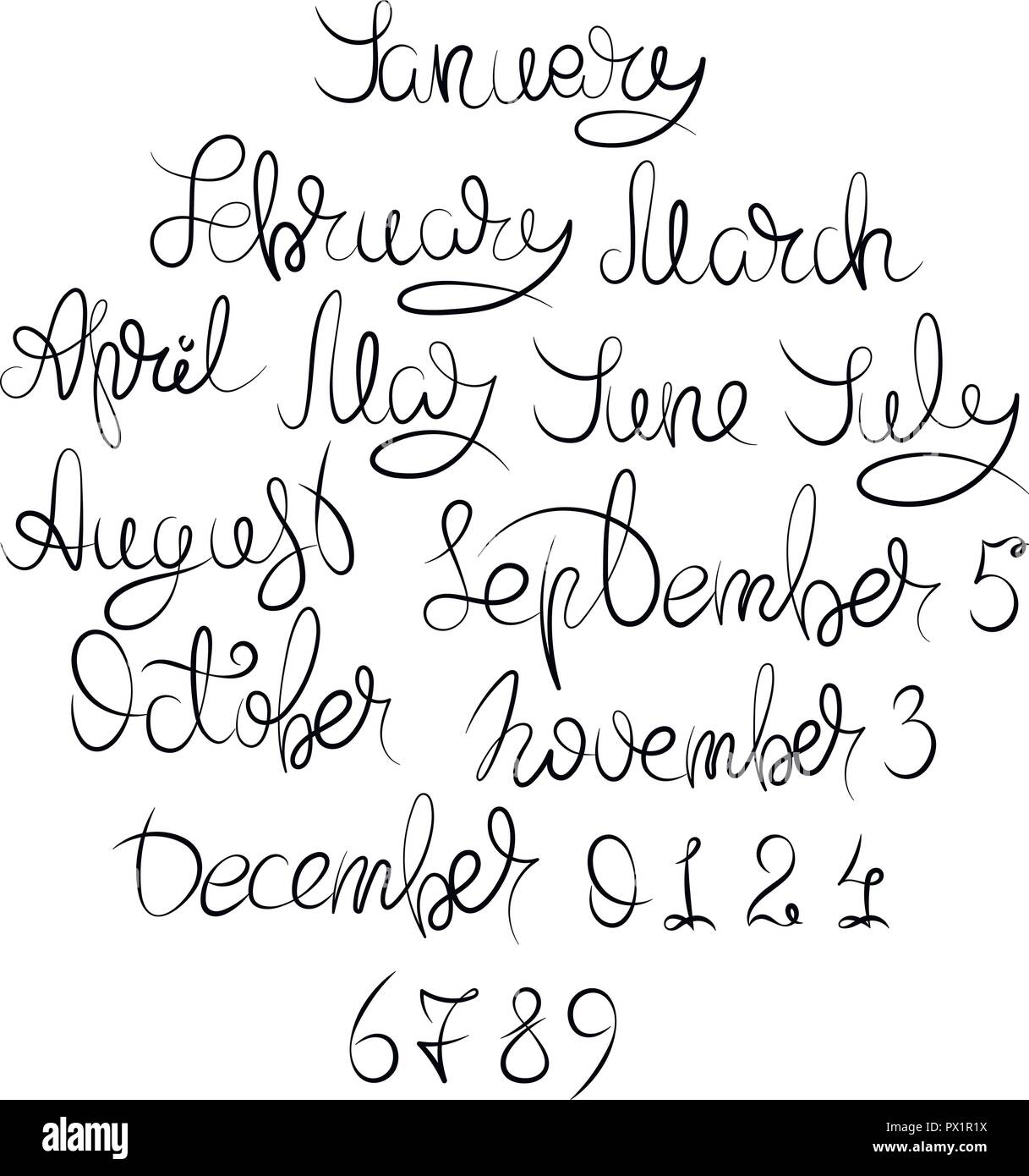 Calendar collection of months and numbers for all year, week, seasons ...