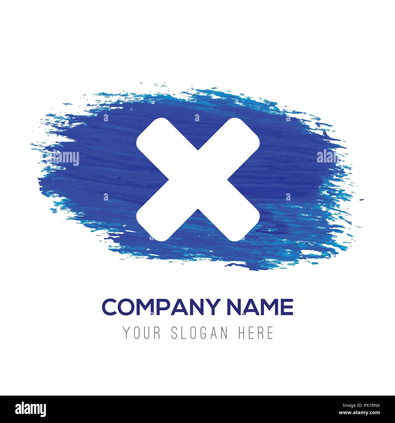 Delete cross icon - Blue watercolor background Stock Vector Image & Art ...