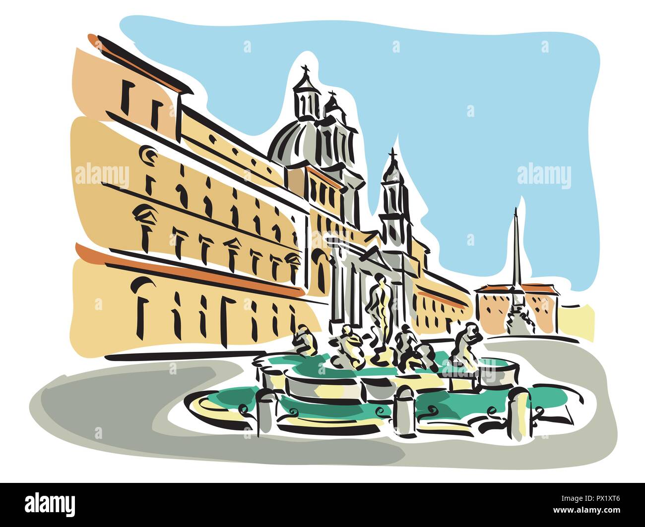 Piazza navona rome Stock Vector Images - Alamy
