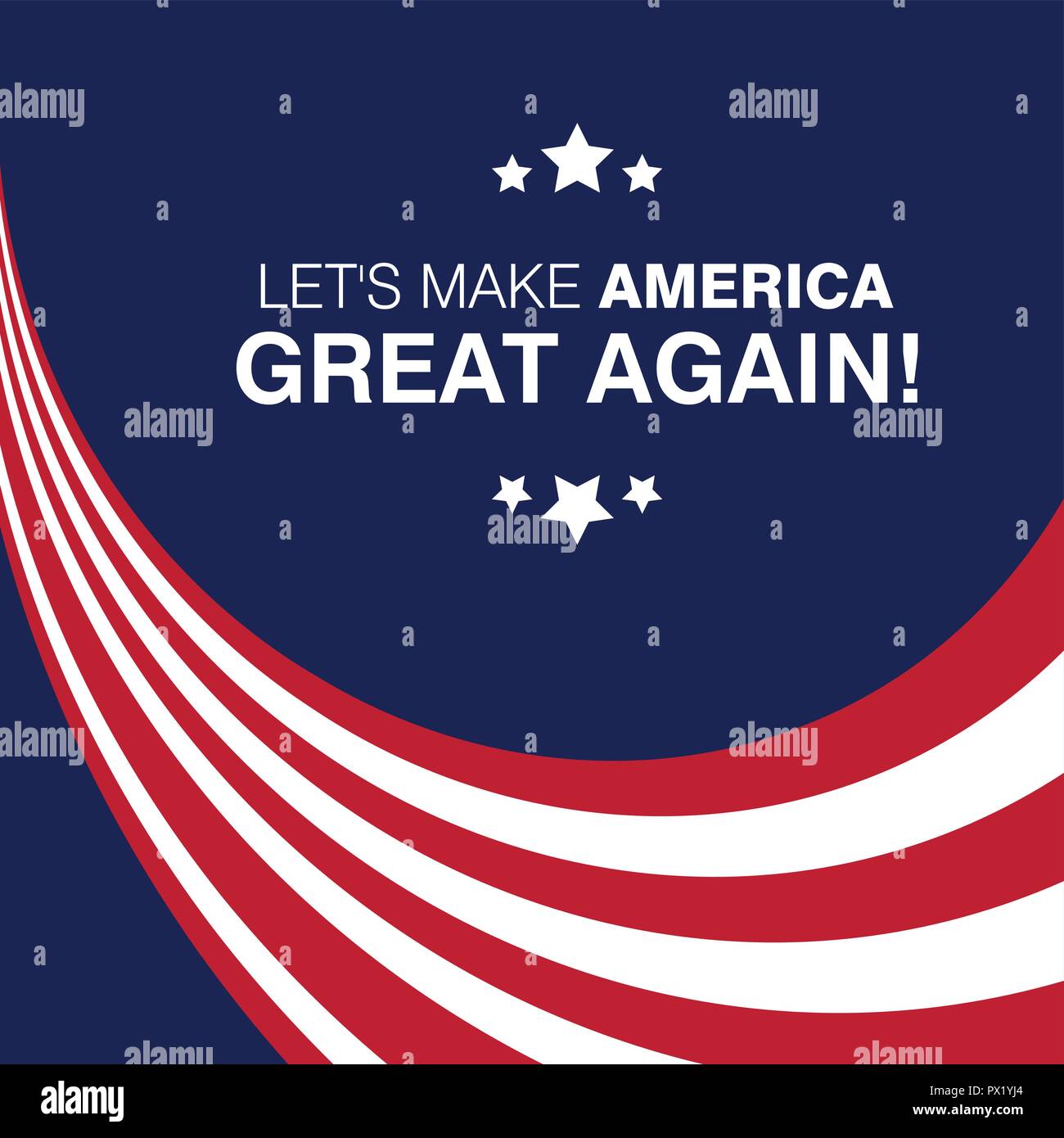 Lets make america great typography with flag design on background ...