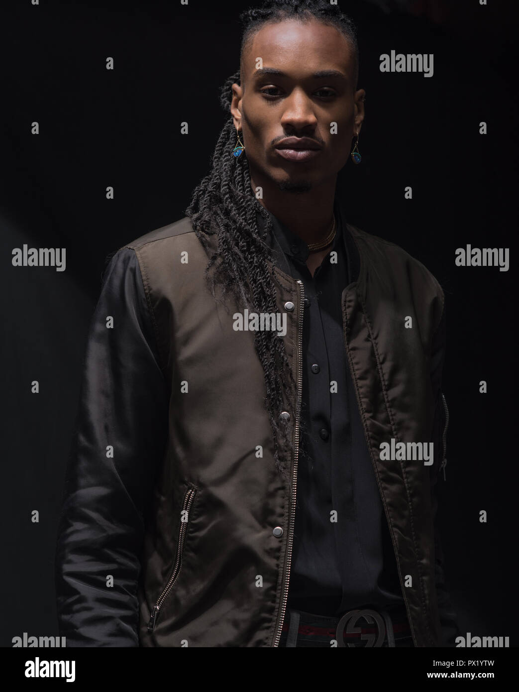 Advertising photos of black fashion model Stock Photo - Alamy