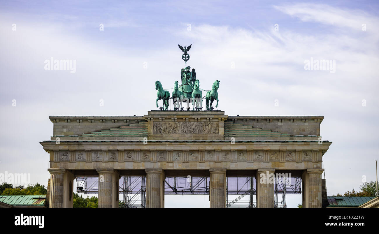Brandenburg Gate In Berlin. Famous destination in Germany. Cloudy sky ...