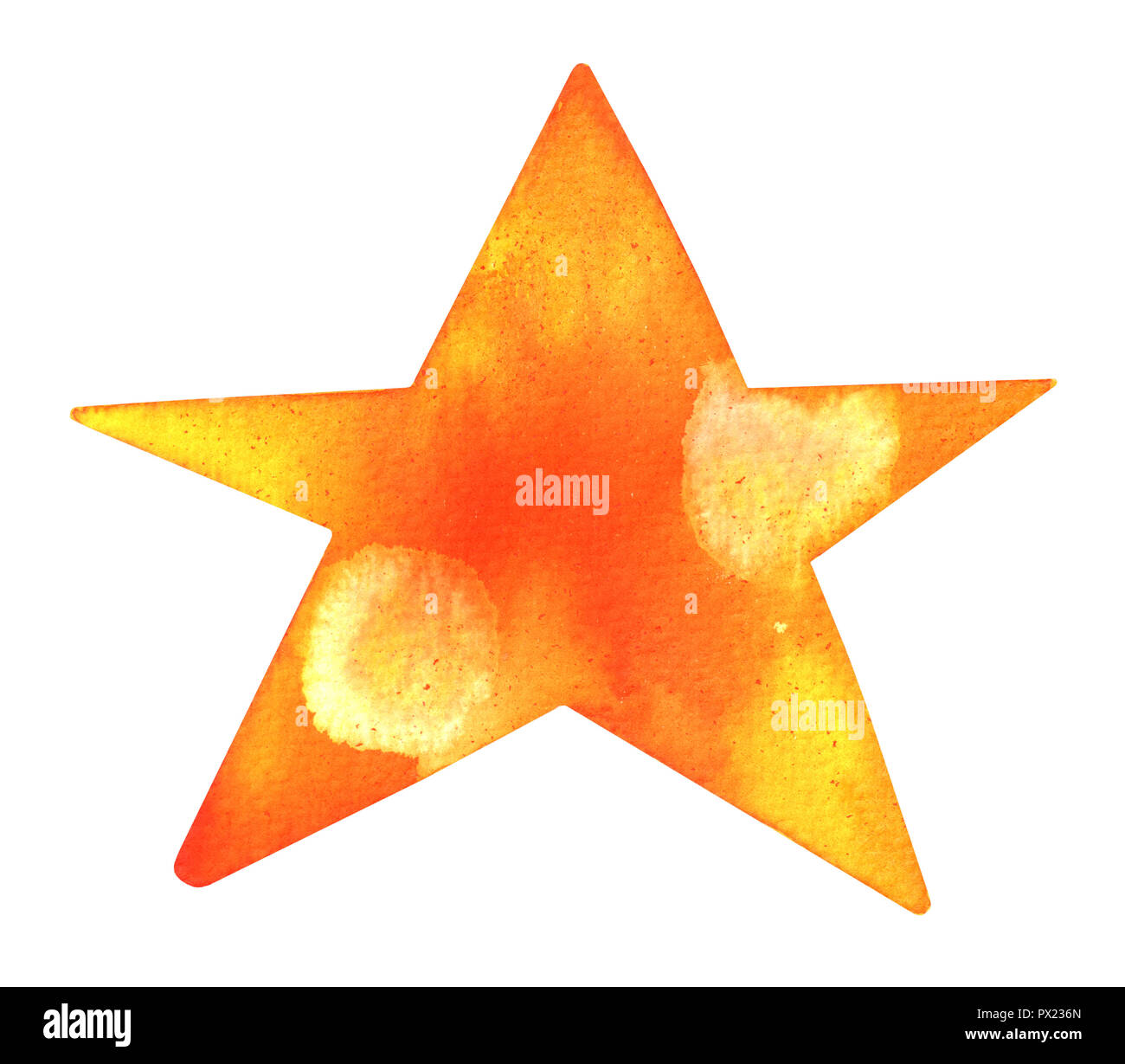 A watercolour drawing of a textured star, isolated on a white ...