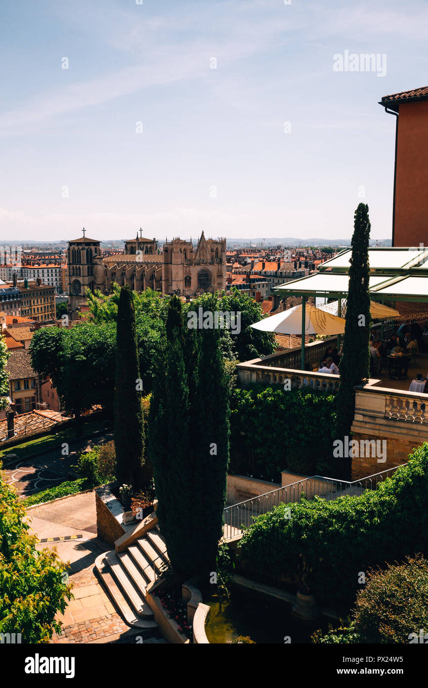 Bird's-eye panoramic view above Lyon, France, 2018 Stock Photo - Alamy