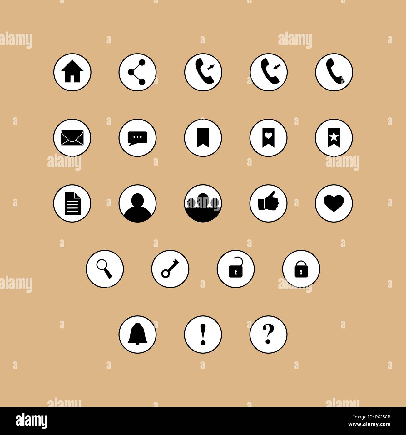 Set of white round icons for websites and applications Stock Vector ...