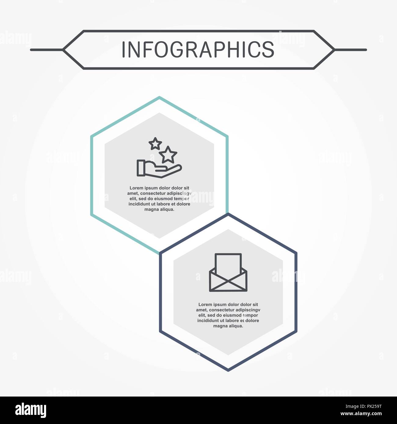 Modern vector illustration 3D. Infographic template with two hexagon ...