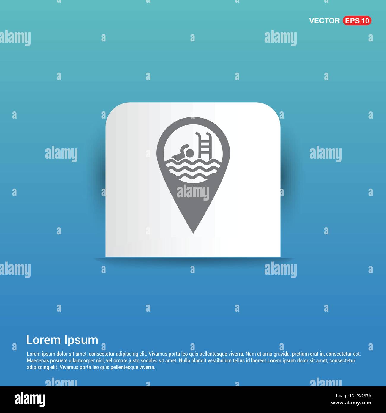 Swimming Pool Location Icon - Blue Sticker button Stock Vector Image ...