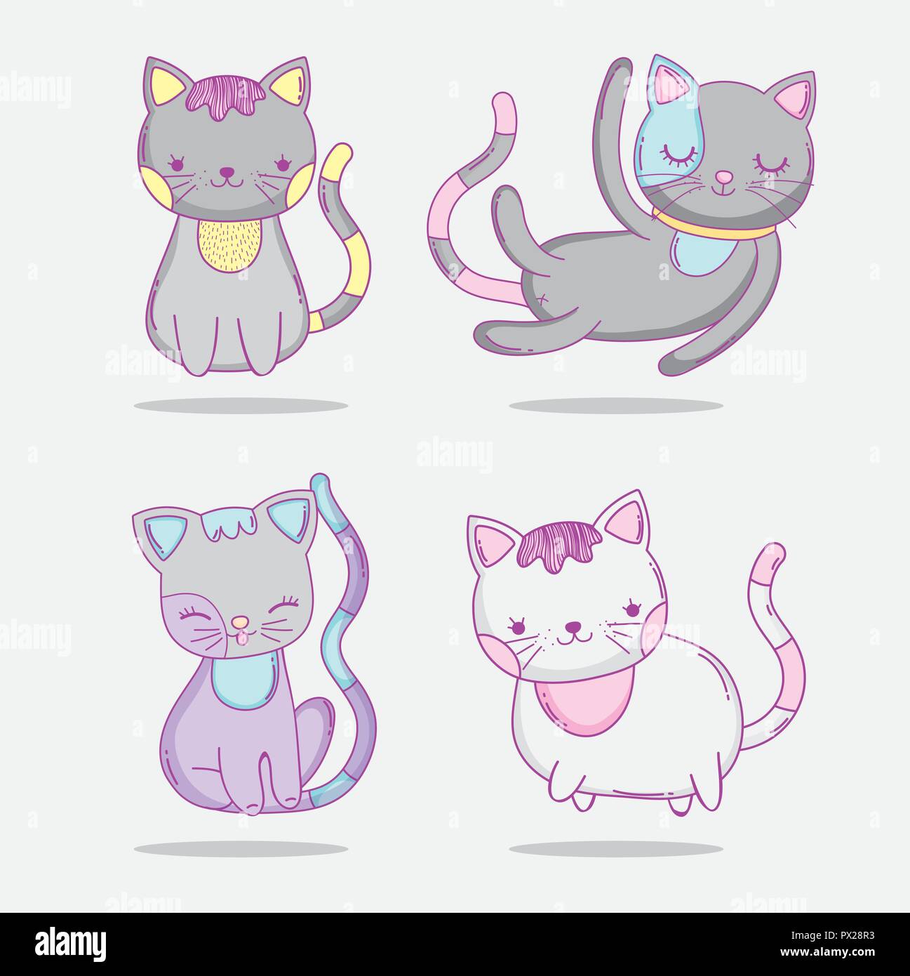 set cute cats pet animals Stock Vector Image & Art - Alamy