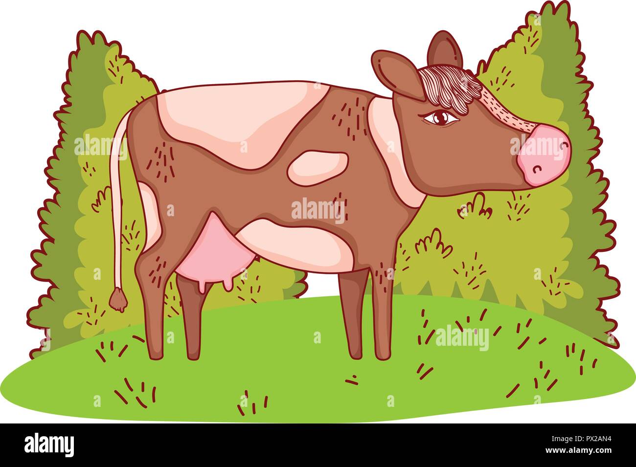 cow in nature cartoon Stock Vector Image & Art - Alamy