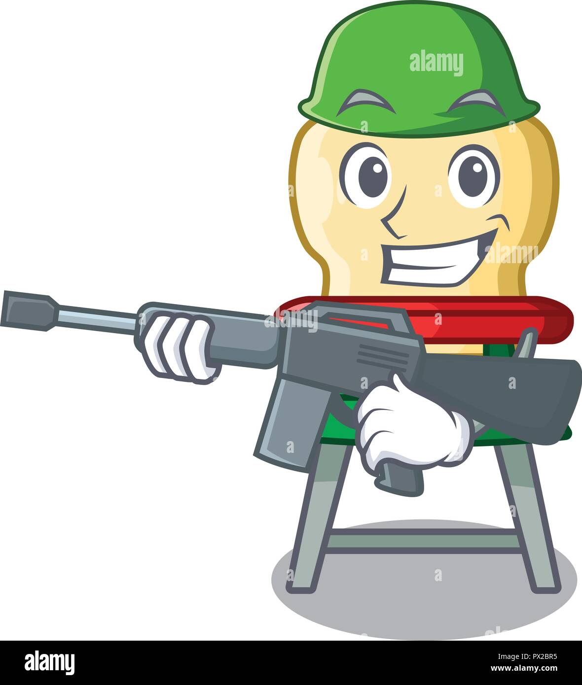 Army character baby eat on highchair indoors Stock Vector Image & Art ...