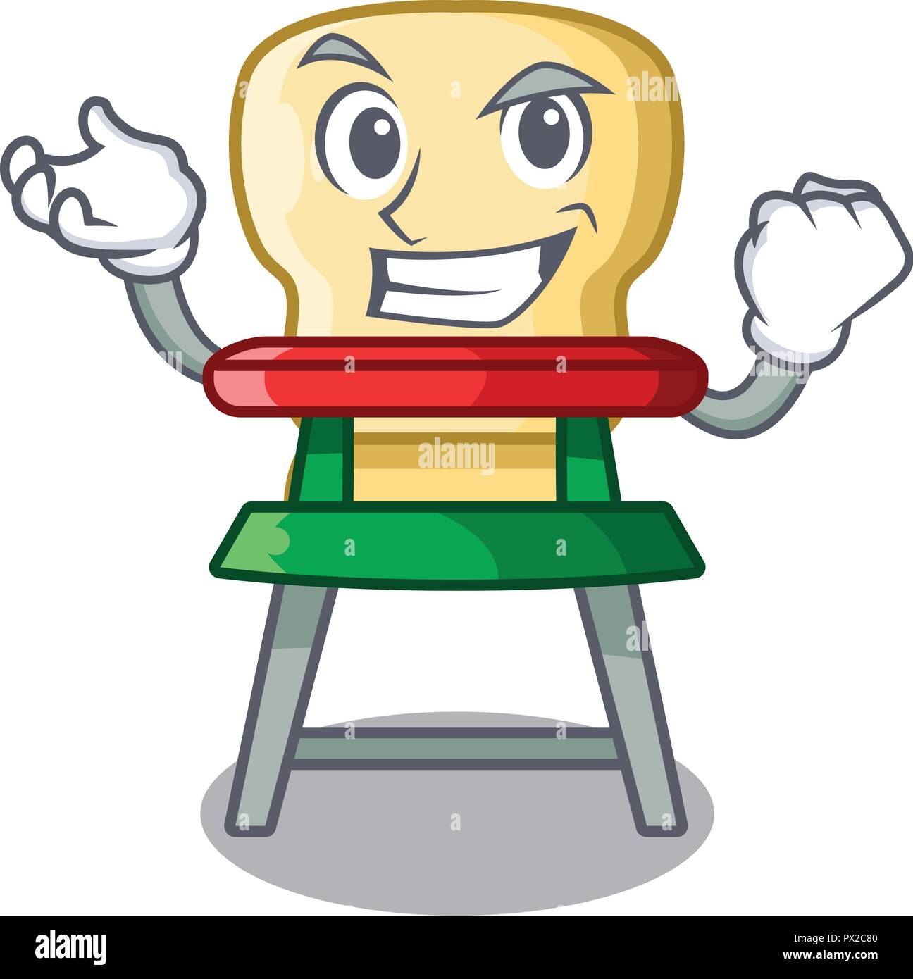 Successful cartoon baby sitting in the highchair Stock Vector Image ...