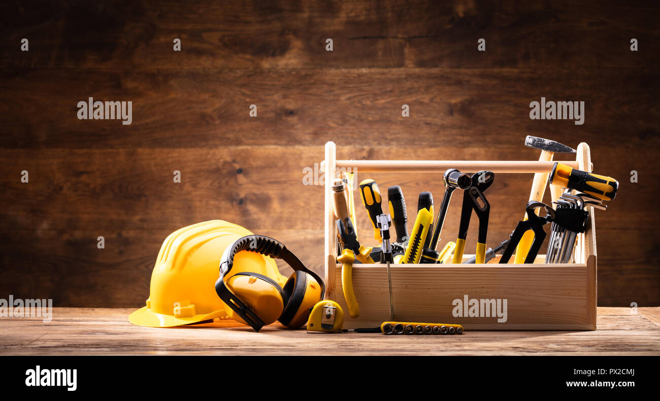 Safety equipment near toolbox hi-res stock photography and images - Alamy