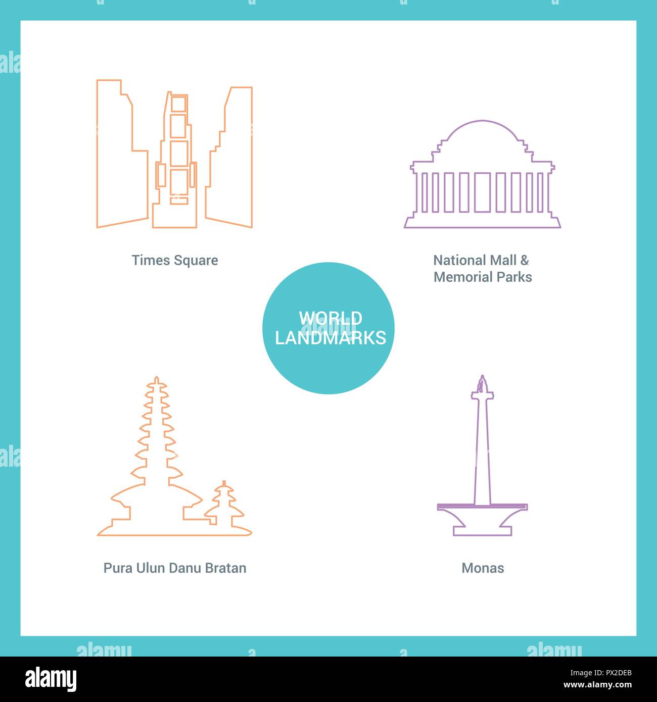 World Famous landmarks and monuments design with white background ...