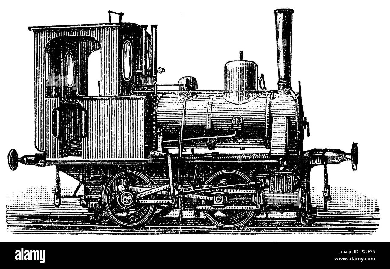Two-axle locomotive for narrow gauge and small trains, 1898 Stock Photo ...