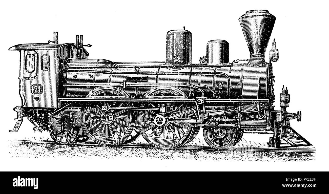 Express train locomotive for Austrian state railways, 1898 Stock Photo ...