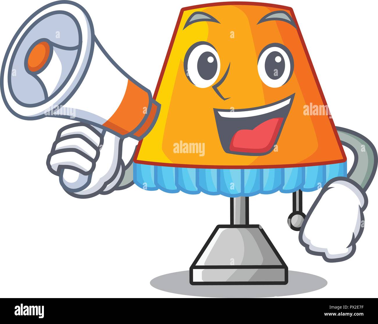 With megaphone character table office lamp in indoor Stock Vector Image ...