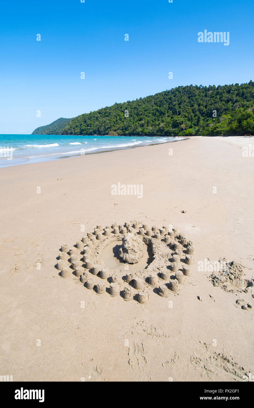 Sand castles at scenic Etty Bay, Cassowary Coast, Far North Queensland ...