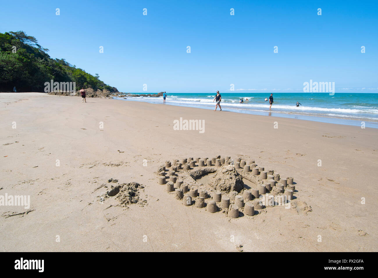 Sand castles at scenic Etty Bay, Cassowary Coast, Far North Queensland ...