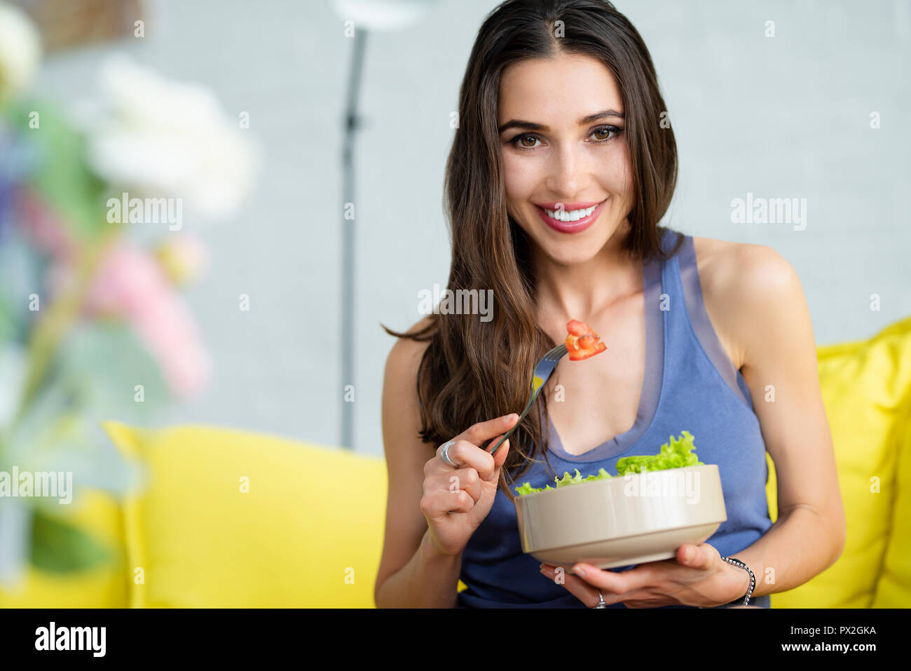 Close up woman eating vegetables hi-res stock photography and images ...