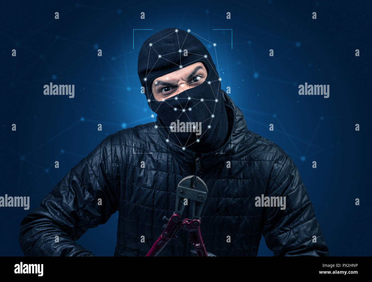 Recognition of a face by layering a mesh. Biometric verification and ...