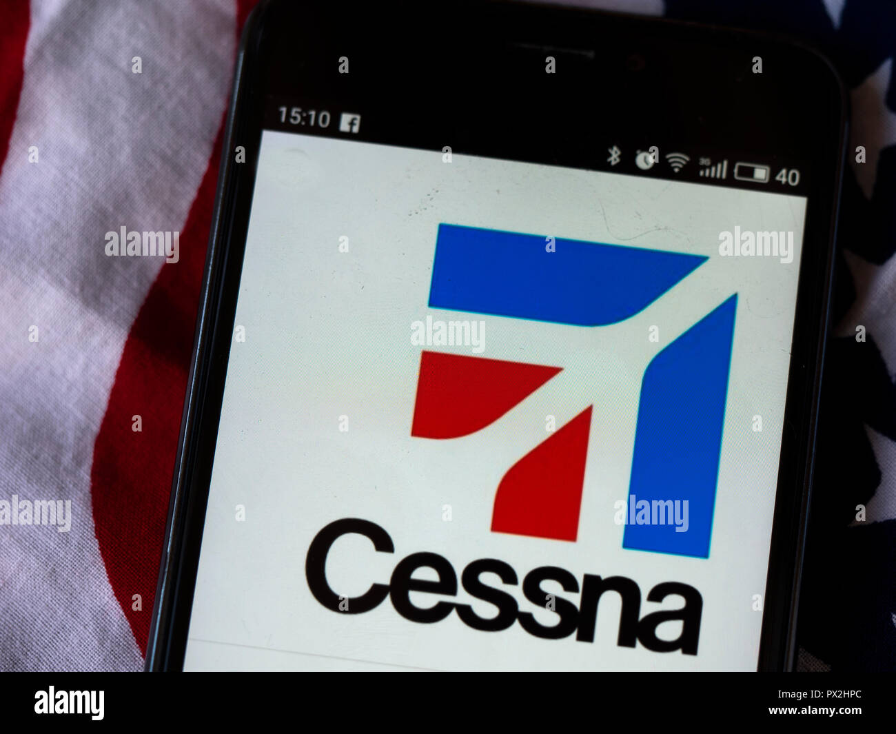 Cessna logo seen displayed on smart phone. Cessna Aircraft Company was ...